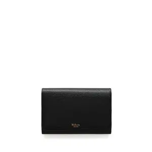 Mulberry Medium Continental French Purse - Black Small Classic Grain