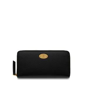 Mulberry Plaque 8 Credit Card Zip Purse - Black Small Classic Grain
