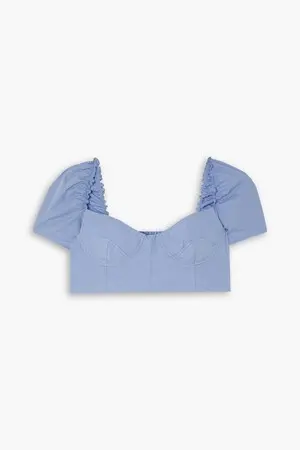 EMPORIO SIRENUSE Kalitha Cropped Cotton-poplin Top - Light Blue