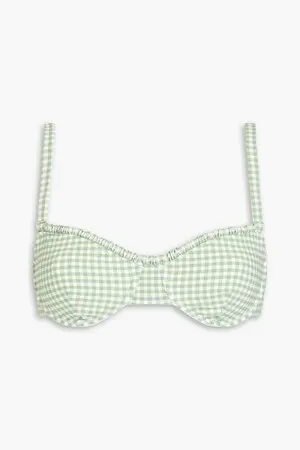 Onia Marilyn Gingham Stretchseersucker Underwired Bikini Top