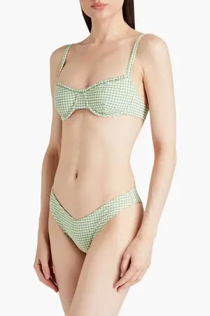 Onia Marilyn Gingham Stretchseersucker Underwired Bikini Top