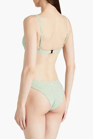 Onia Marilyn Gingham Stretchseersucker Underwired Bikini Top