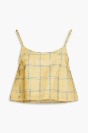 Bondi Born Cropped Checked Linen Camisole