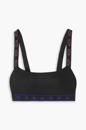Saloni Lilah Choli Beadembellished Linen Bra Top - Black