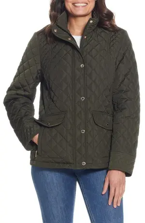 Gallery Quilted Stand Collar Jacket - Deep Olive