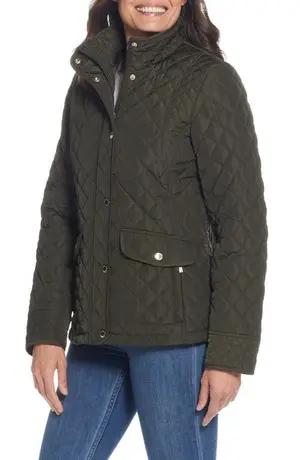 Gallery Quilted Stand Collar Jacket - Deep Olive