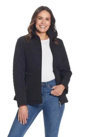 Gallery Quilted Stand Collar Jacket - Black