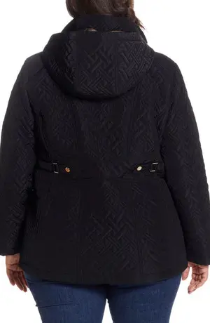 Gallery Quilted Jacket With Removable Hood - Black