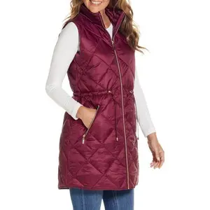 Gallery Diamond Quilted Puffer Vest - Burgundy