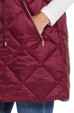 Gallery Diamond Quilted Puffer Vest - Burgundy
