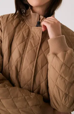 LOLE Quilted Water Repellent Nylon Bomber Jacket - Dune