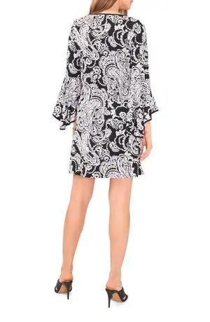 Chaus Bell Sleeve Paisley Print Dress