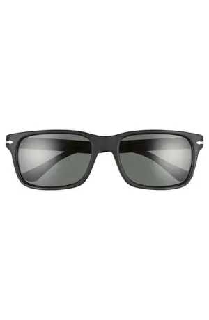 Persol 58mm Rectangle Sunglasses - Black Solid