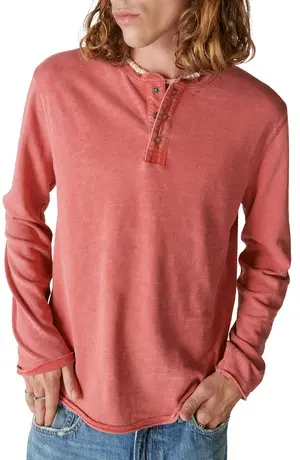 Lucky Brand Weekend Slub Cotton Jersey Henley Cardinal