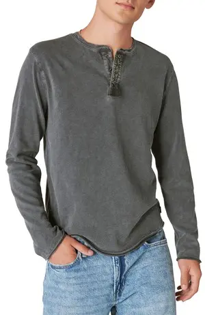 Lucky Brand Weekend Slub Cotton Jersey Henley Jet Black