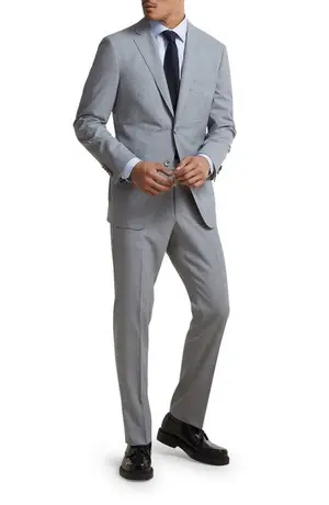 Samuelsohn Contemporary Fit Loop Wool Suit Light Grey
