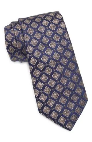 Nordstrom Halley Neat Silk Neck Tie Blue/taupe