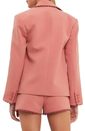 English Factory Rickrack Edge One-button Blazer - Dusty Rose