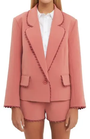 English Factory Rickrack Edge One-button Blazer - Dusty Rose