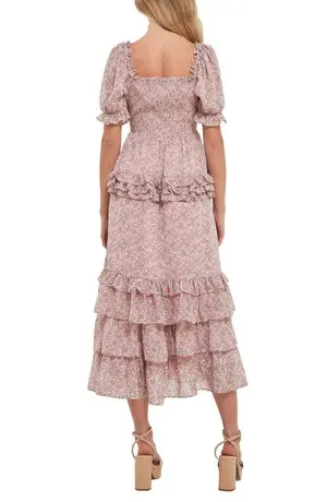 FREE THE ROSES Ruffle Smocked Tiered Maxi Dress
