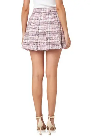 English Factory Tweed Pleated Mini Skirt