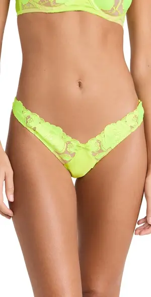 FLEUR DU MAL Rose Logo Emboridery High Leg Thong