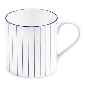 RICHARD BRENDON Pinstripe Cobalt Large Mug, Set Of 2 - Blue/white