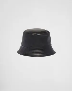 Prada Nappa Leather Bucket Hat - Black