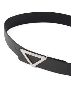 Prada Reversible Saffiano Leather Belt Strap - Grey
