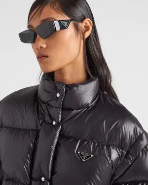 Prada Re-nylon Cropped Convertible Down Jacket - Black