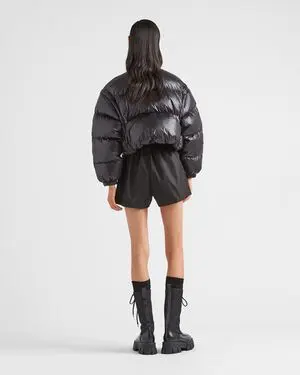 Prada Re-nylon Cropped Convertible Down Jacket - Black