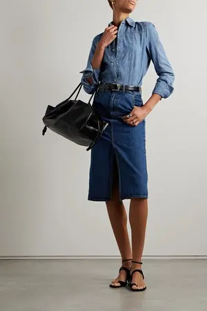 Another Tomorrow Net Sustain Organic Cotton-chambray Shirt