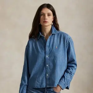 Ralph Lauren Cropped Boxy Denim Shirt - Zaia Wash