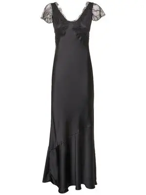 Weworewhat Lace-Up Silky Charmeuse Midi Dress In Black - 35% Off |  Editorialist