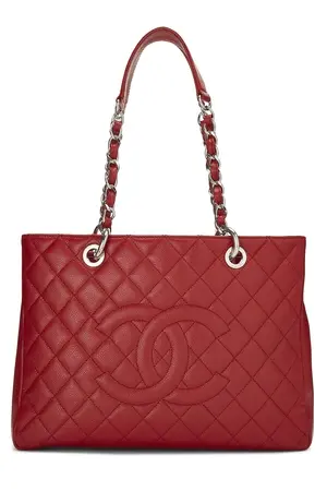 Chanel Quilted Caviar Grand Shopping Tote - Red
