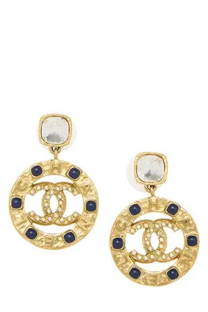 Chanel Cc Dangle Earrings - Blue