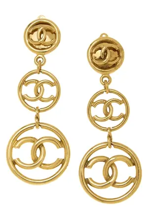 Chanel Cc Dangle Earrings - Gold