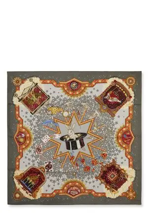 Hermès Grey & Multicolor 'la Magie' Silk Scarf 90 Multi