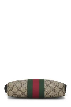 Gucci Gg Supreme Canvas Web Flat Messenger Bag - Black