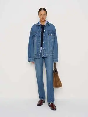 REFORMATION Oversized Denim Jacket - Blue