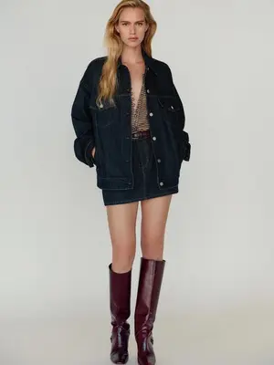 REFORMATION Brooks Oversized Denim Jacket - Blue
