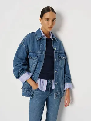 REFORMATION Oversized Denim Jacket - Blue