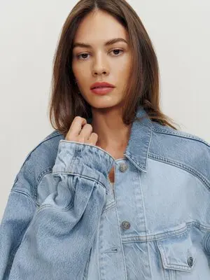 REFORMATION Oversized Denim Jacket Fraser Two Tone