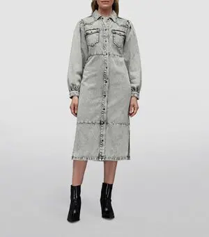 Allsaints Denim Ava Midi Dress In Grey - 62% Off | Editorialist