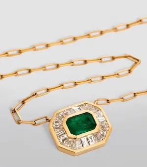 Shay Deco Emerald And Diamond Necklace