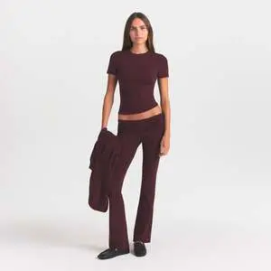 SKIMS Foldover Cotton Jersey Pants - Currant