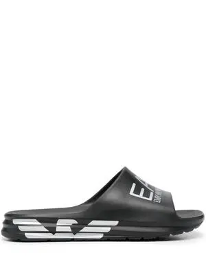 EA7 Logo-print Slip-on Slides - Black