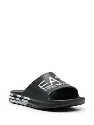 EA7 Logo-print Slip-on Slides - Black