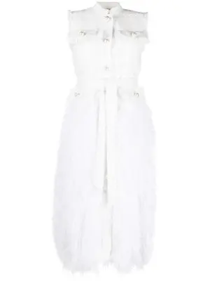 Huishan Zhang Feather-trim Tweed Dress