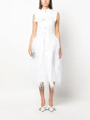 Huishan Zhang Feather-trim Tweed Dress